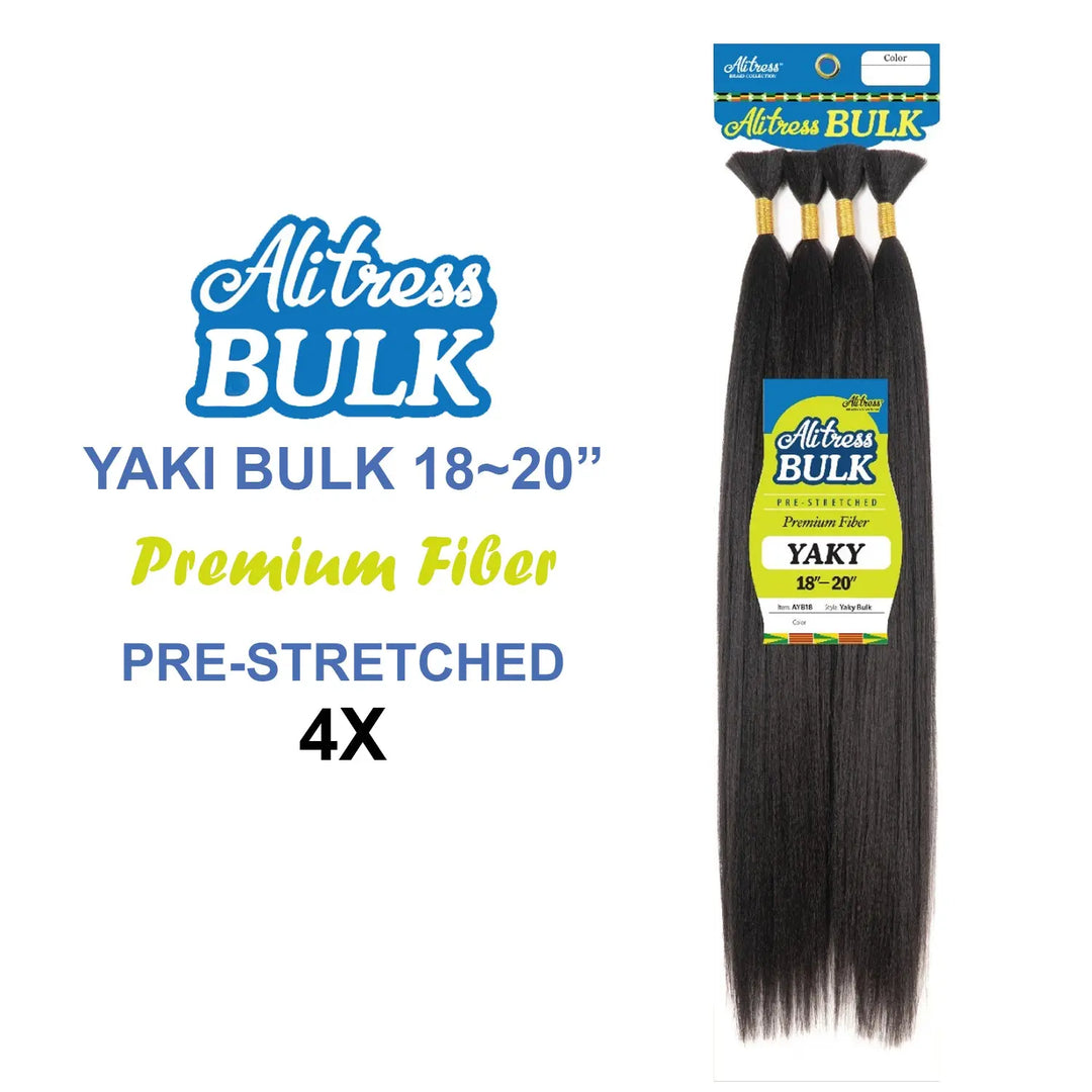 Alitress 18–20" 4X Yaki Bulk Braids – Pre-Stretched Human Hair Blend ...